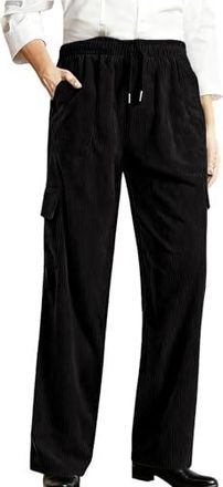 Generic Pantalon de loisirs pour femme, coupe haute avec jambes droites, taille &eacute;lastique et pantalon cargo confortable en coton motif papillon, Noir, XXL