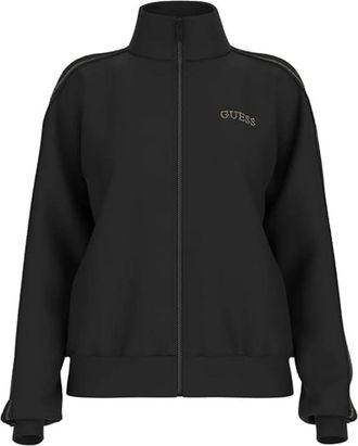 Guess Femme, Sweatshirts et sweats &agrave; capuche, Noir, Taille: 40 FR SweaT-shirt Octavia &agrave; col montant et fermeture &eacute;clair int&eacute;grale