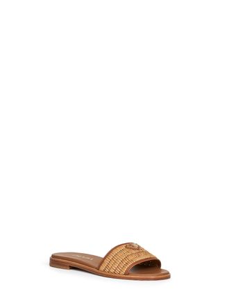 Prada Womens Slide Sandals Camel Leather Calf