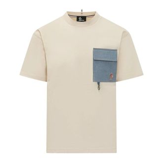 Moncler Homme, Tops, Blanc, Taille: S SS T-Shirt