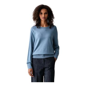 Marc O'Polo Pull en coton &agrave; col rond - Femme - Pulls - Bleu - Taille: 40 FR