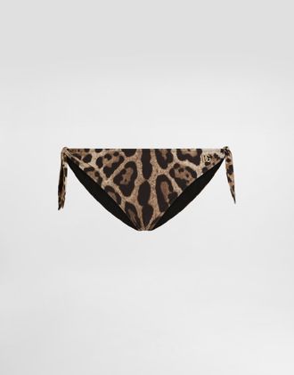 Dolce & Gabbana Bikinislip Mit Schleifen Leoprint - Frau Bademode Animalprint Jersey 1