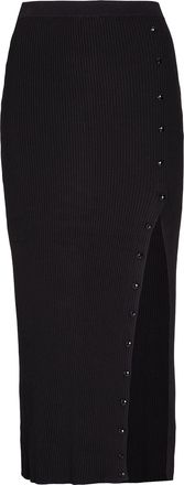 8 by YOOX VISCOSE BLEND RIBBED KNIT MIDI SKIRT