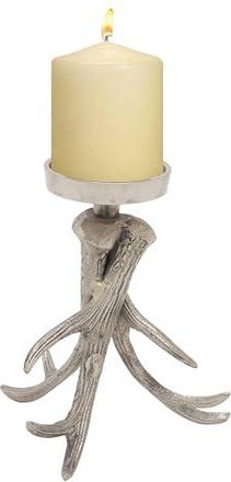 Deco 79 Traditional Aluminum Candle Holder 68890 Kerzenhalter aus Aluminiumgeweih, 17,8 cm breit, 20,3 cm hoch, Aluminium, Silber, 8 inches