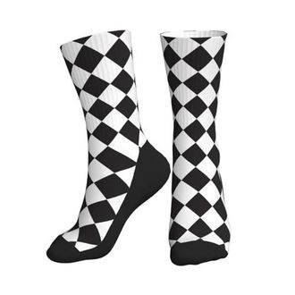 Generic Motif Arlequin Noir Et Blanc Chaussettes Femme Antibactérien Chaussette Homme Respirantes Chaussettes Hommes Pour Ado Entraînements Trekking 40Cm