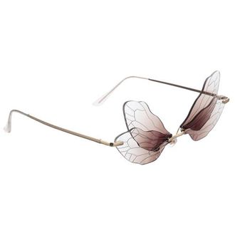 SOLUSTRE Lunettes de Soleil sans Monture Unisexes DAiles de Libellule Marron L&eacute;g&egrave;res et Originales Lunettes de Mode Irr&eacute;guli&egrave;res Adapt&eacute;es aux Vacances et Sorti