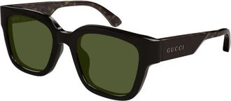 Gucci Braune Acetat-Sonnenbrille mit gr&uuml;nen Gl&auml;sern - - Accessories - unisex - Braun - 52 MM