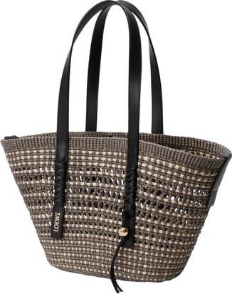 Loewe Paulas Ibiza - Panier Braid moyen en palmier Iraca et cuir de veau