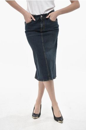 Alexander McQueen Denim Midi Skirt with Back Dart size 38