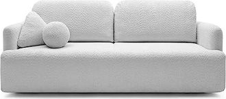 Selsey Dreisitzer-Sofa Lambina mit Schlaffunktion, Bettkasten, Boucle-Bezug in Hellgrau