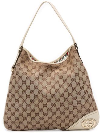 Gucci Hobo Bags - GG Canvas New Britt Hobo - Gr. unisize - in Braun - für Damen