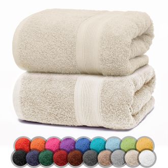 NatureMark 2er Pack DUSCHT&Uuml;CHER Premium Qualit&auml;t 70x140cm DUSCHTUCH Dusch-Handtuch Doppelpack Farbe: Natur/Creme