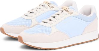 Tommy Hilfiger Plateausneaker TOMMY HILFIGER TH CHIC EVA RUNNER MESH, Damen, Gr. 35, hellblau, creme, Textil, Veloursleder, Mesh, Schuhe Plateausneaker, Freizeitschu