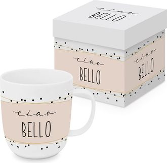ppd Kaffeetasse Ciao Bella Matt 350ml Teetasse Cappuccinotasse Kaffee-Tasse Porzellantasse Henkeltasse Porzellan-Tasse Tee-Tasse Bone China Porzellan