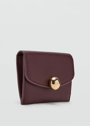 Mango Porte-cartes &agrave; rabat avec bouton en forme de bijou bordeaux - Femme - Taille unique - MANGO