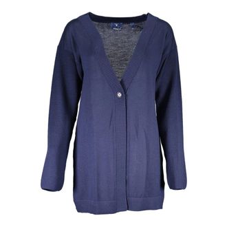 GANT Blaue Wollstrickjacke mit Langen &Auml;rmeln - - Knitwear - Damen - Blau - XS