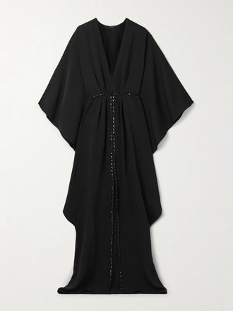 Johanna Ortiz Sombreando Maxikleid Aus Cr&ecirc;pe Mit Kristallen Und Falten - Schwarz