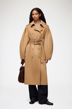 Ganni Manteau en laine double face Beige - Taille 32 - Pour Femme