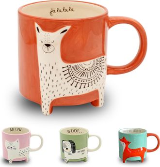 Winkee Cute Animal Kaffeetasse Lama Lenny I Die s&uuml;&szlig;e Lama-Tasse I XXL Tasse ca. 500 ml I Cute Coffee Mug
