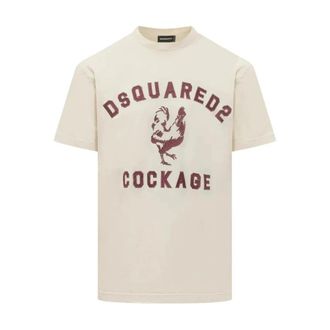Dsquared2 Cockage Grafik T-Shirt - - Tops - Herren - Beige - XL