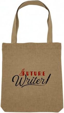 Fabulous Sac Shopping Tote Bag Aspect Lin - Future Writer Book Job - Sac de Courses Toile Epaisse 360g Beige Naturel Cabas Port&eacute; Epaule Solide Imprim&eacute; en Franc