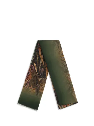 Etro Mens Orfeo Modal Scarf Stampa F.do Verde Scarfs