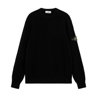 Stone Island Pullover aus reiner RWS-Wolle mit Rundhalsausschnitt - - Knitwear - Herren - Schwarzk - M