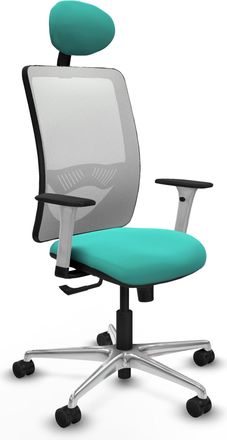 Piqueras y Crespo Sch&ouml;ner Schreibtischstuhl Zulema mit wei&szlig;en und schwarzen Armlehnen, h&ouml;henverstellbarer Lendenwirbelst&uuml;tze und festem Kopfteil, ausgestattet mit 3 Pos