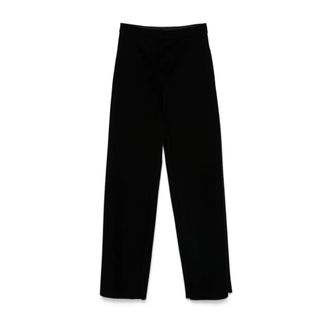 Sportmax Schwarze Samthose mit hohem Bund und geradem Bein - - Trousers - Damen - Schwarzk - M