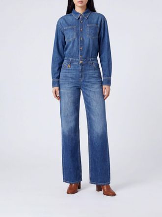 Elisabetta Franchi Combinaison en denim de coton avec col classique