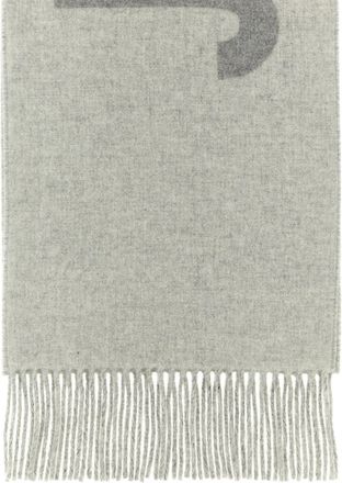 Jacquemus Intarsia Logo Virgin Wool Scarf - Gray