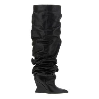 Balmain Hammered Leather Cuissardes - - Shoes - Damen - Schwarzk - 40 EU