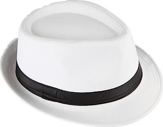 Miobo Chapeau de paille Panama Fedora Trilby Gangster Chapeau de soleil avec ruban en tissu street style - Multicolore - Medium