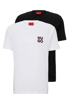 HUGO BOSS Herren Dimento Zweier-Pack T-Shirts aus Baumwolle mit Stack-Logos Gemustert XXL