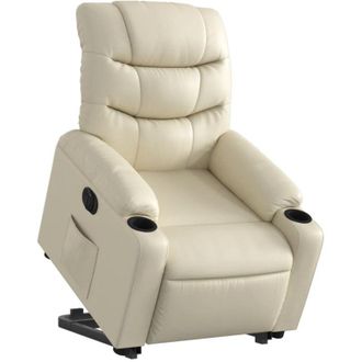 vidaXL Relaxsessel mit Aufstehhilfe Elektrisch Creme Kunstleder Vidaxl