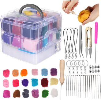 DOITOOL Nadelfilz Anfänger Mit Filzwolle Nadelschablone Und Zubehörteilen Zum Basteln Von Schlüsselanhängern Und Anderen DIY-projekten