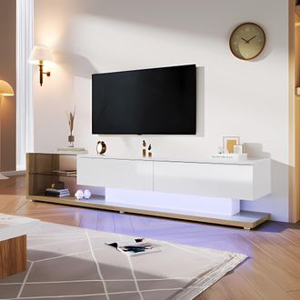 Generic TV-Schrank Lowboard Wohnzimmerm&ouml;bel mit Hochglanzfront Glasabtrennung Variable Lichtfunktion Staurauml&ouml;sung mit Schubladen geeignet f&uuml;r Wohnwand Medie