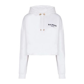 Balmain Femme, Sweatshirts et sweats &agrave; capuche, Blanc, Taille: 42 FR Sweat &agrave; capuche foqu&eacute; Bamain Paris