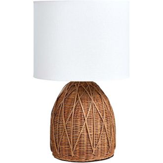 Beliani Beliani - Lampe &agrave; Poser Boho C&ocirc;tier Japandi en Rotin avec Abat-Jour en Tissu Naturel Nilwala