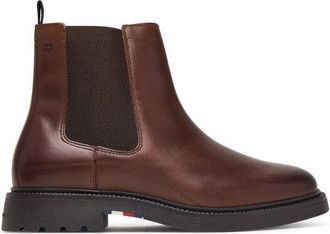 Tommy Hilfiger Klassische Stiefeletten Corporate Casual Lth Chelsea FM0FM05966 Braun