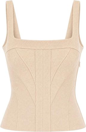 Giovanni Bedin Top corset en maille c&ocirc;tel&eacute;e - Femme - Tops - Beige - Taille: 38 FR