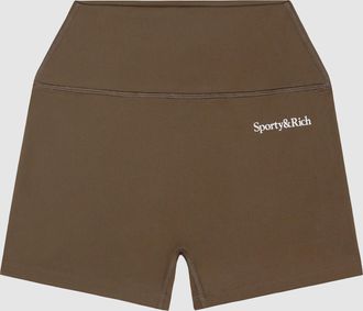 Sporty & Rich Short Serif Logo Mini Biker Sand