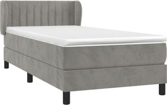 vidaXL Boxspringbett mit Matratze Hellgrau 100x200 cm Samt Vidaxl