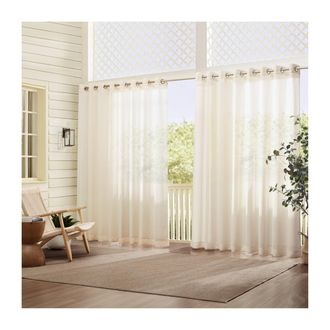 Elrene Home Fashions Carmen Sheer Extra Breit Wetterfester Vorhang mit &Ouml;sen Oben mit passendem Raffhalter f&uuml;r Veranda, Pergola, Terrasse, Deck, 295 cm B x 24