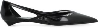 Prada Womens Ballet Flats Black Calf Ballerina Shoes