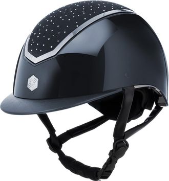 Charles Owen Kylo Crystal Reithelm, Marineblau, gl&auml;nzend/silberfarben, Gr&ouml;&szlig;e 52-55 cm