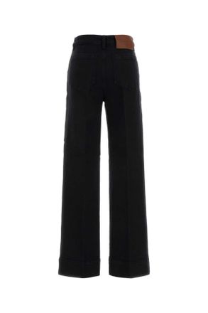 Victoria Beckham Wide-Leg Washed Cotton Jeans - Black