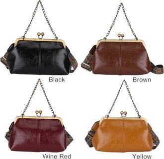 Generic Sac &agrave; bandouli&egrave;re r&eacute;tro pour femmes, sac &agrave; main Kiss Lock, pochette de soir&eacute;e (marron)