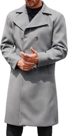 Generic Trench long pour homme - Veste à double boutonnage - Veste dhiver chaude - Coupe-vent classique vintage - Décontractée - Manches longues avec poches, 