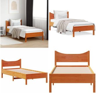 vidaXL Massivholzbett ohne Matratze Wachsbraun 100x200 Kiefernholz - Bettrahmen - Holzbett - Kiefernholzbett - Doppelbett - Schlafzimmerm&ouml;bel - Home & Living